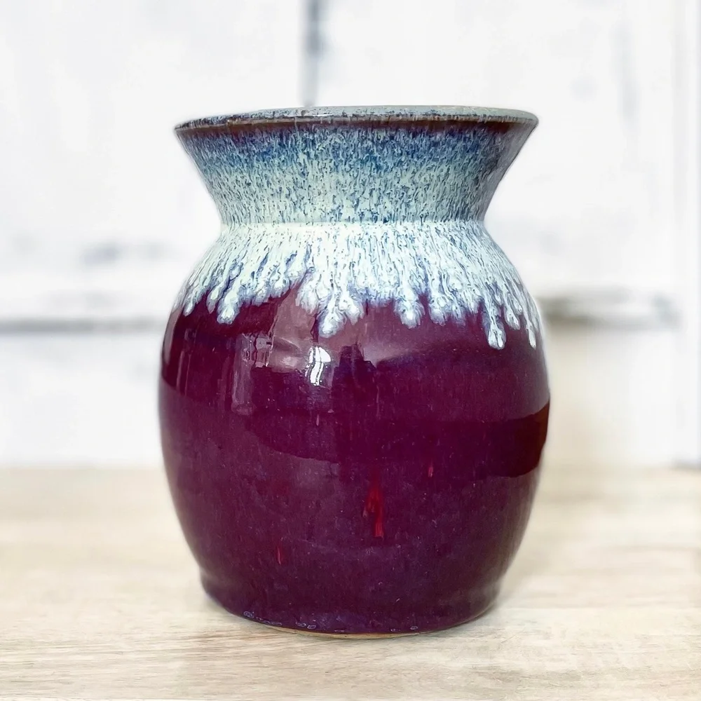 Accents | Handcrafted Eggplant Purple Blue And White Pottery Vase ...